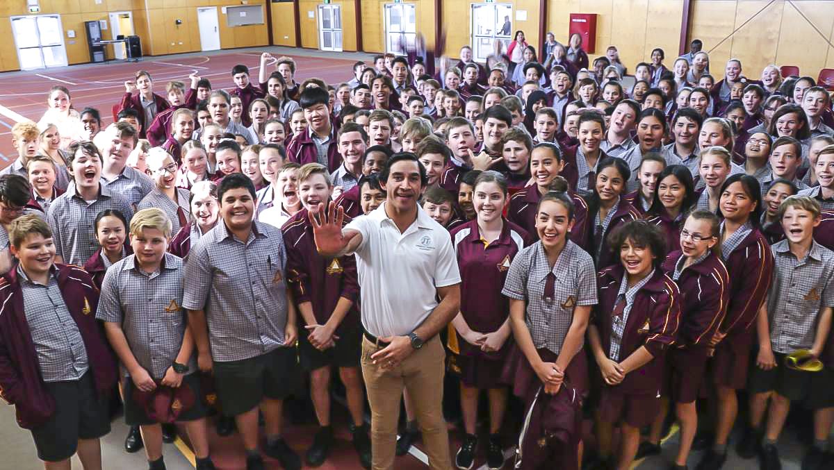 Johnathan Thurston runs workshops at Mount Isa schools and takes part ...